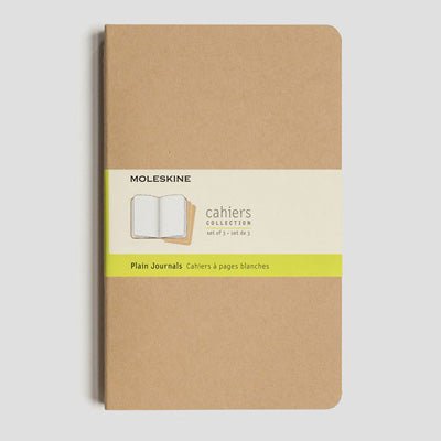 Moleskine Notebook - Cahier Large Plain Kraft (Set of 3) - Happy Valley